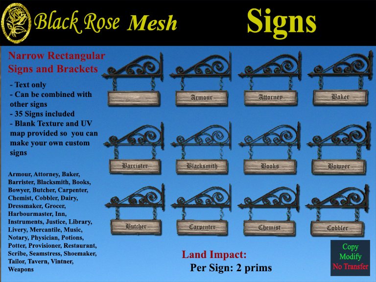 Black Rose Signs Narrow Rectangular | My Black Rose